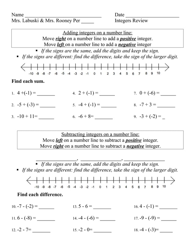 Integer review | PDF