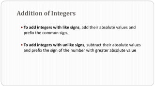 Integers | PPTX