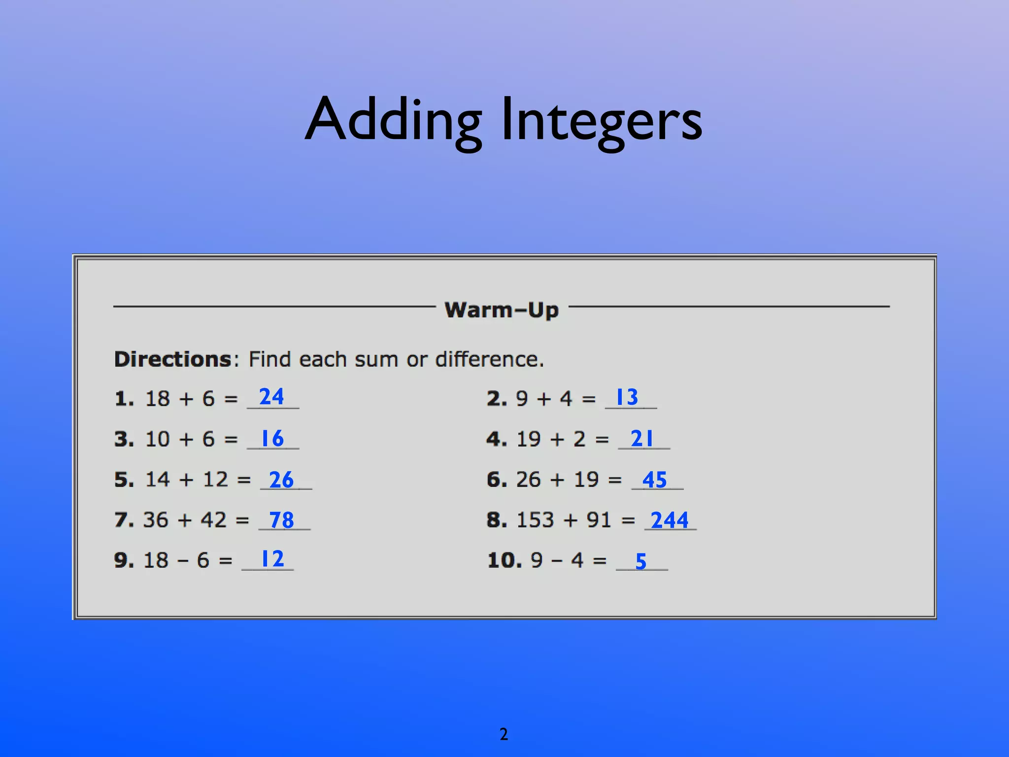 Integers Presentation | PPT