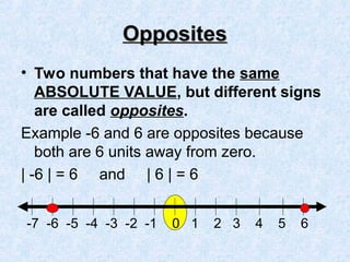 Integers Absolute Value comparing & ordering | PPT