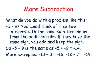 Integers adding and subtracting | PPTX