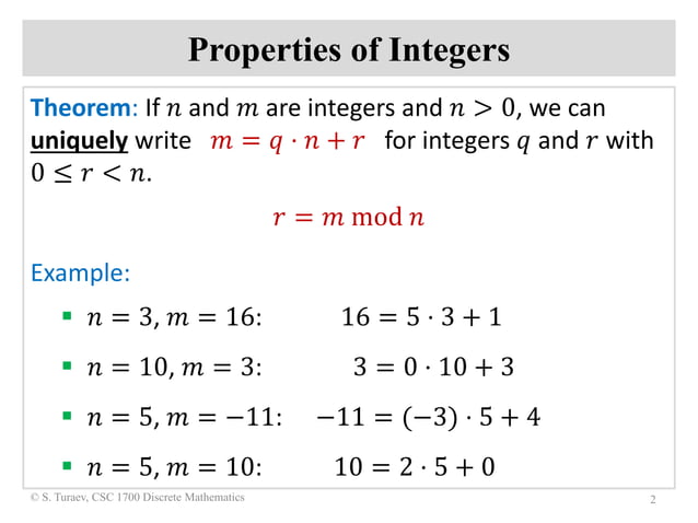 Integers and matrices (slides) | PPT
