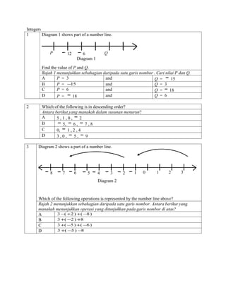 Integers pmr paper 1 | DOC | Weather | Science