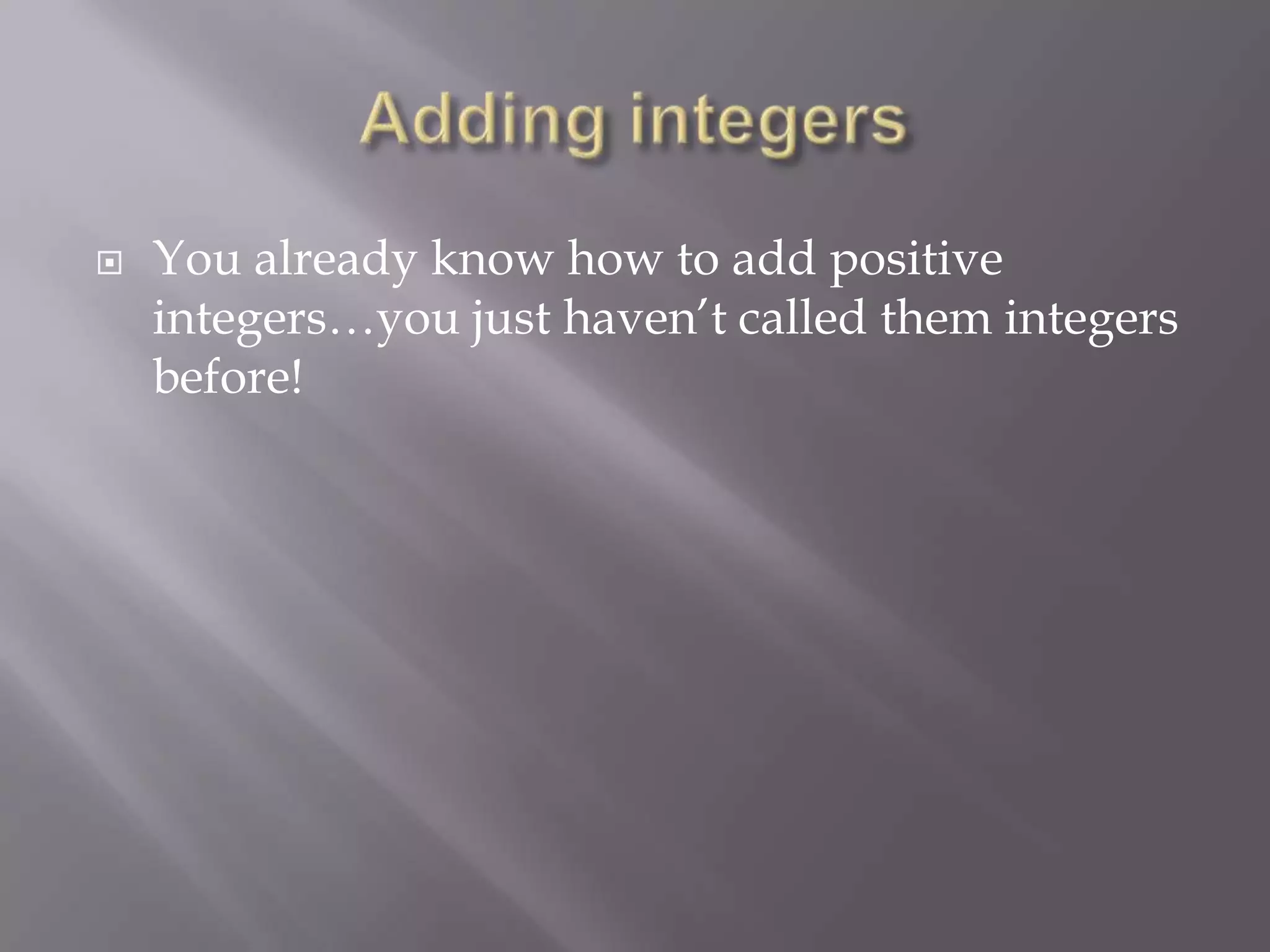 Integers powerpoint - a brief introduction | PPT