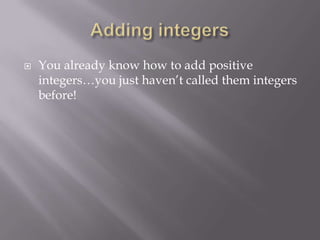 Integers powerpoint - a brief introduction | PPT