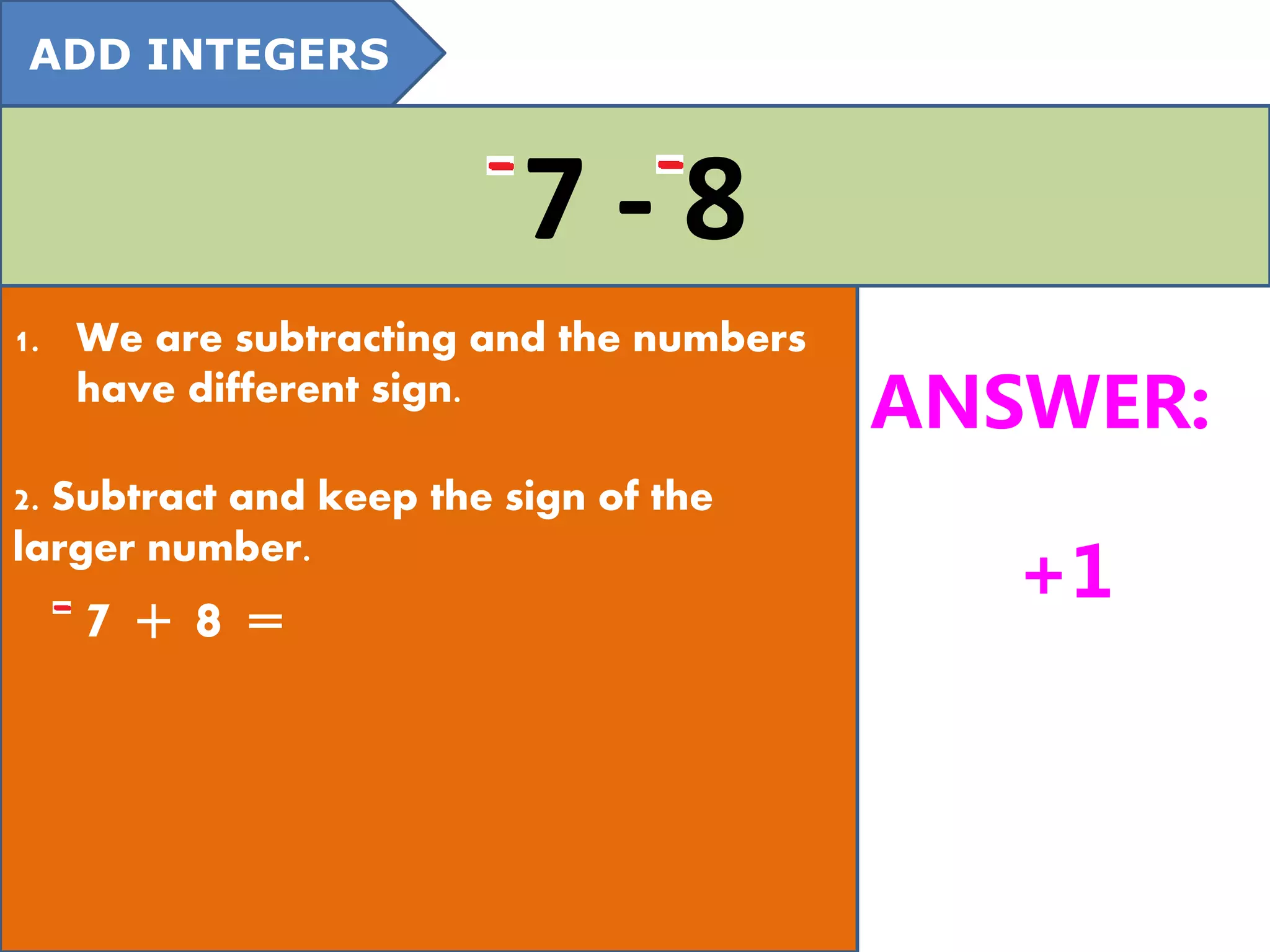Integers subtract | PPTX