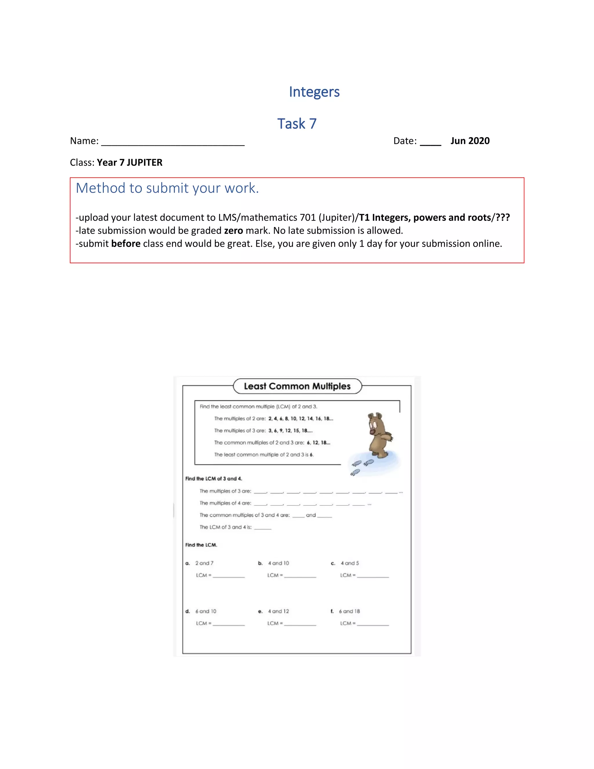 Integers task 7 | PDF