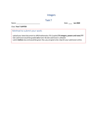 Integers task 8 | PDF