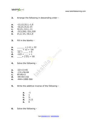 Maths Sums For Class 6