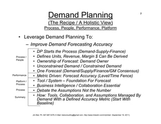 Integrated Demand Planning (S&OP) - Biel - 09-19-11 | PPT | Free Download