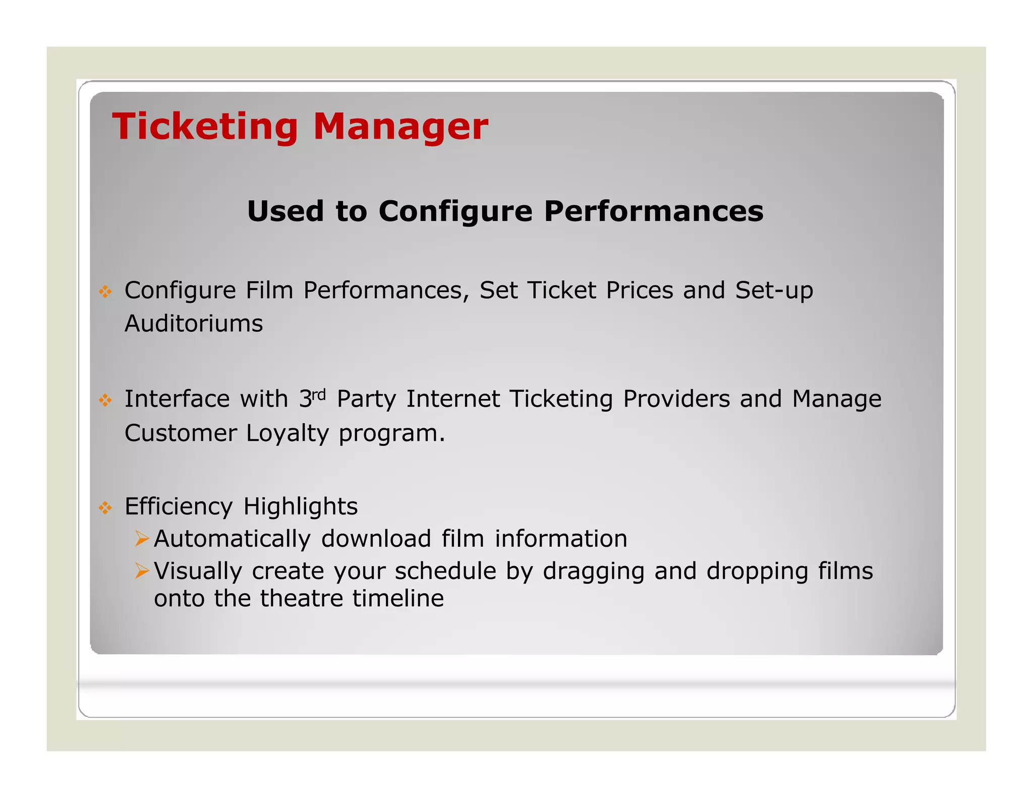 Integra Theatre Management Software SystemDecember 2008 | PDF