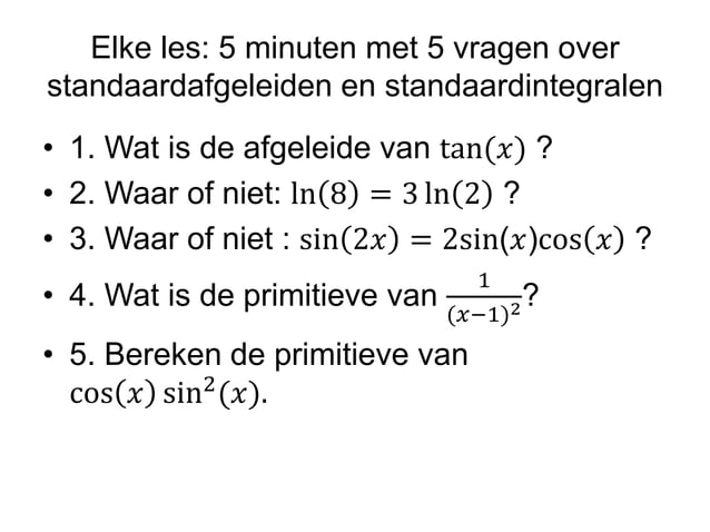 Integraalrekening 2 les 5 dt gv alst | PPT
