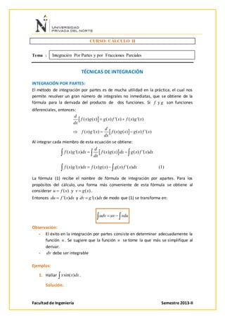 Integraccion por partes y por fracciones parciales (2) | DOCX