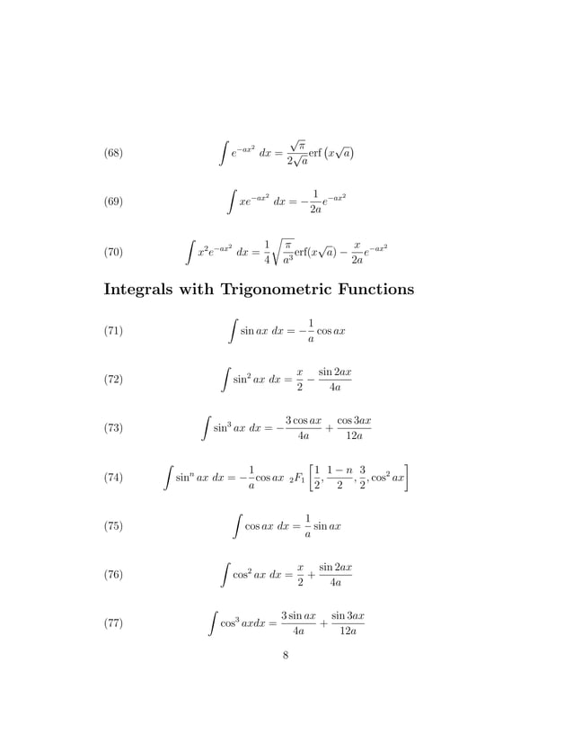 Integral table | PDF