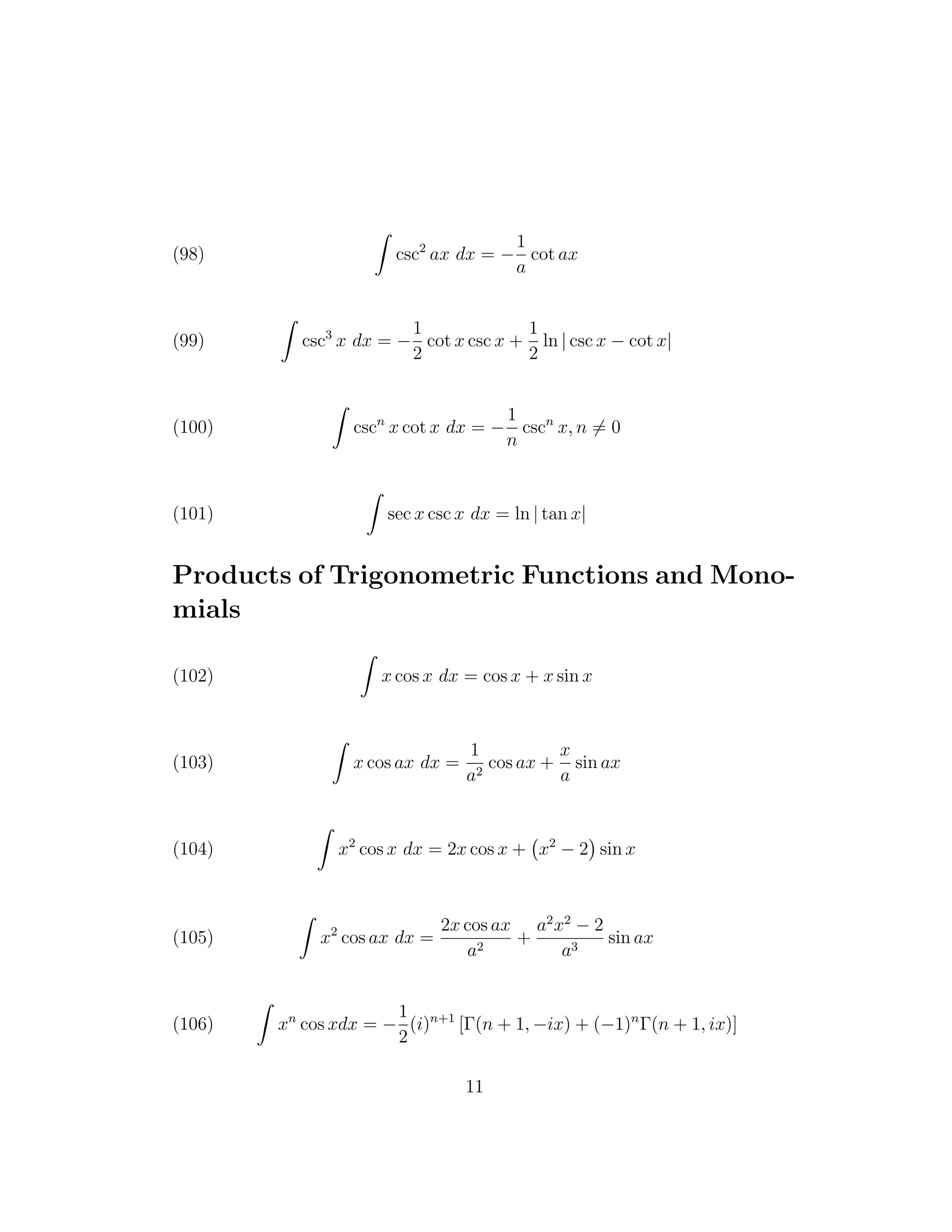 Integral table | PDF