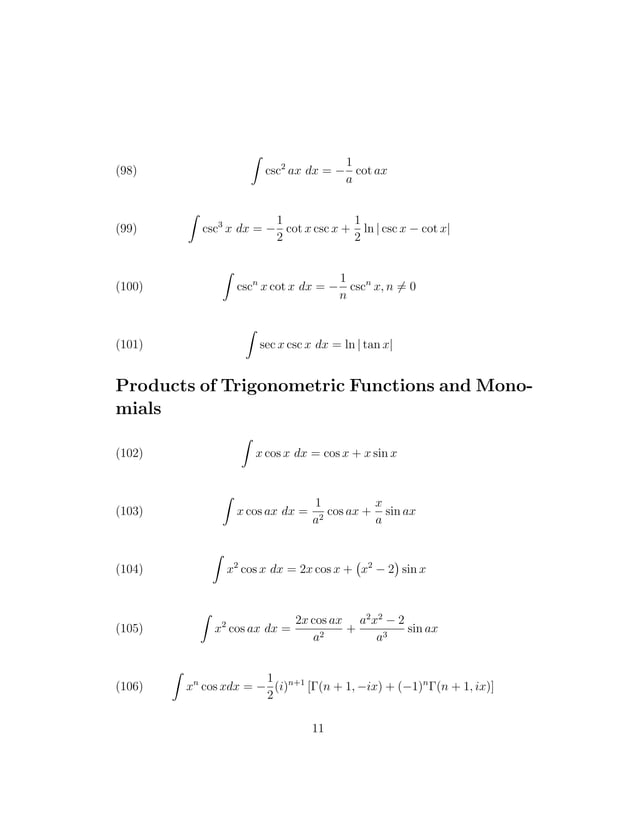 Integral table | PDF