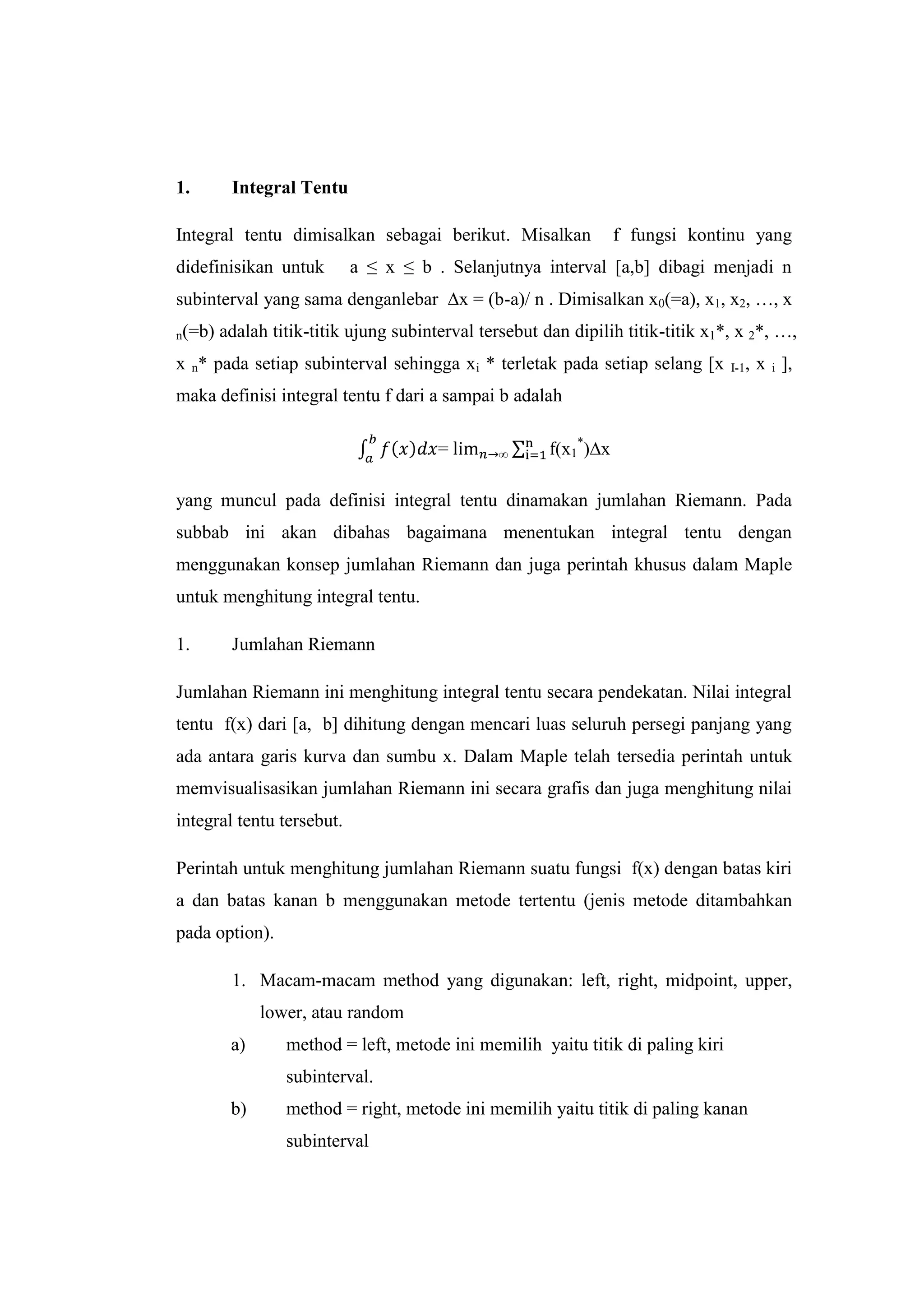 INTEGRAL menggunakan MAPLE | DOCX