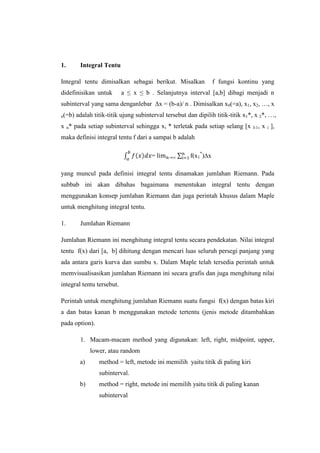 INTEGRAL menggunakan MAPLE | DOCX