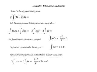 Integrales de expresiones algebraicas | PPTX