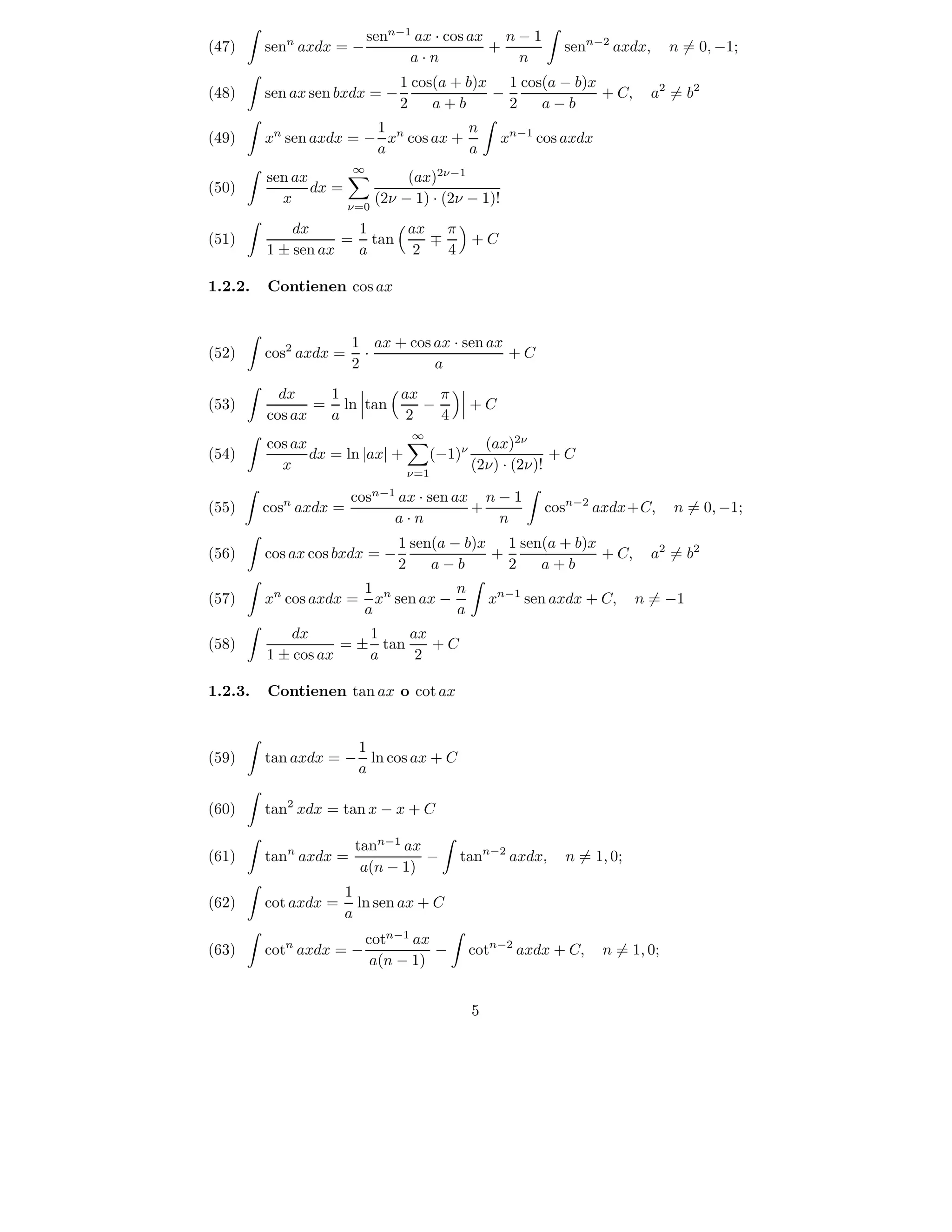 Formulario de Integrales | PDF