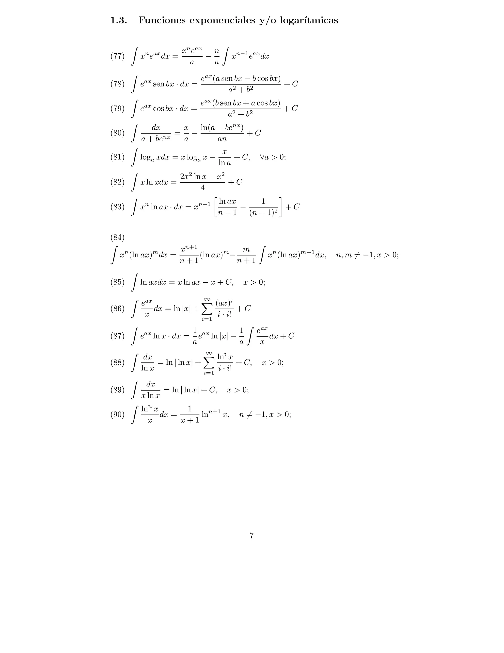 Formulario de Integrales | PDF