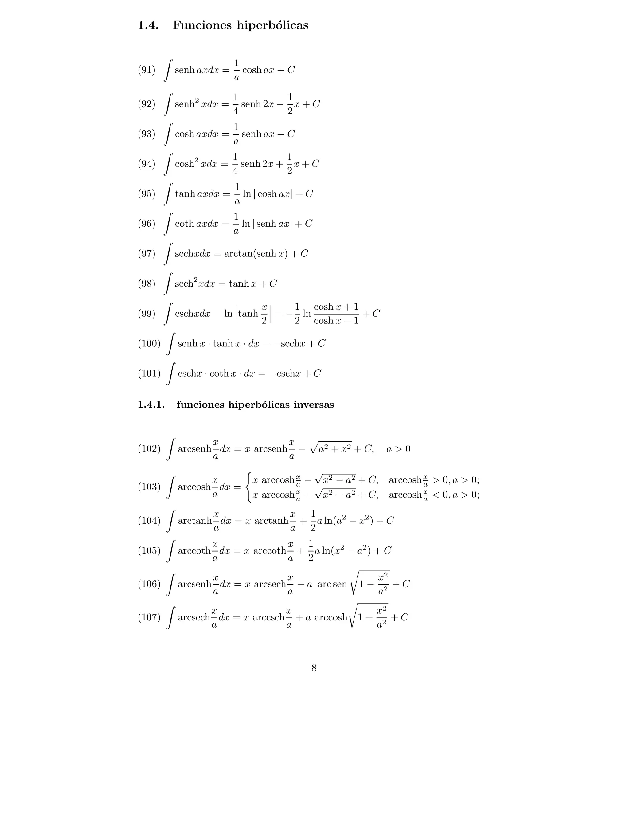 Formulario de Integrales | PDF