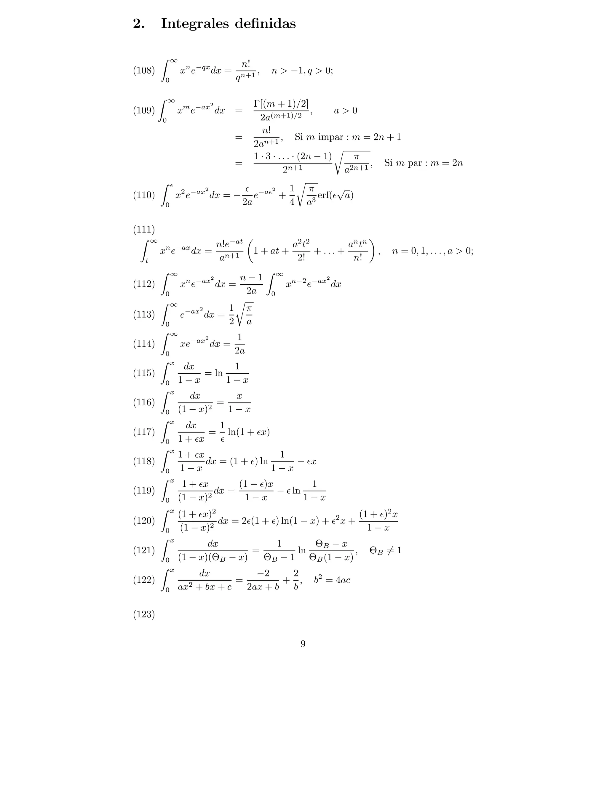 Formulario de Integrales | PDF