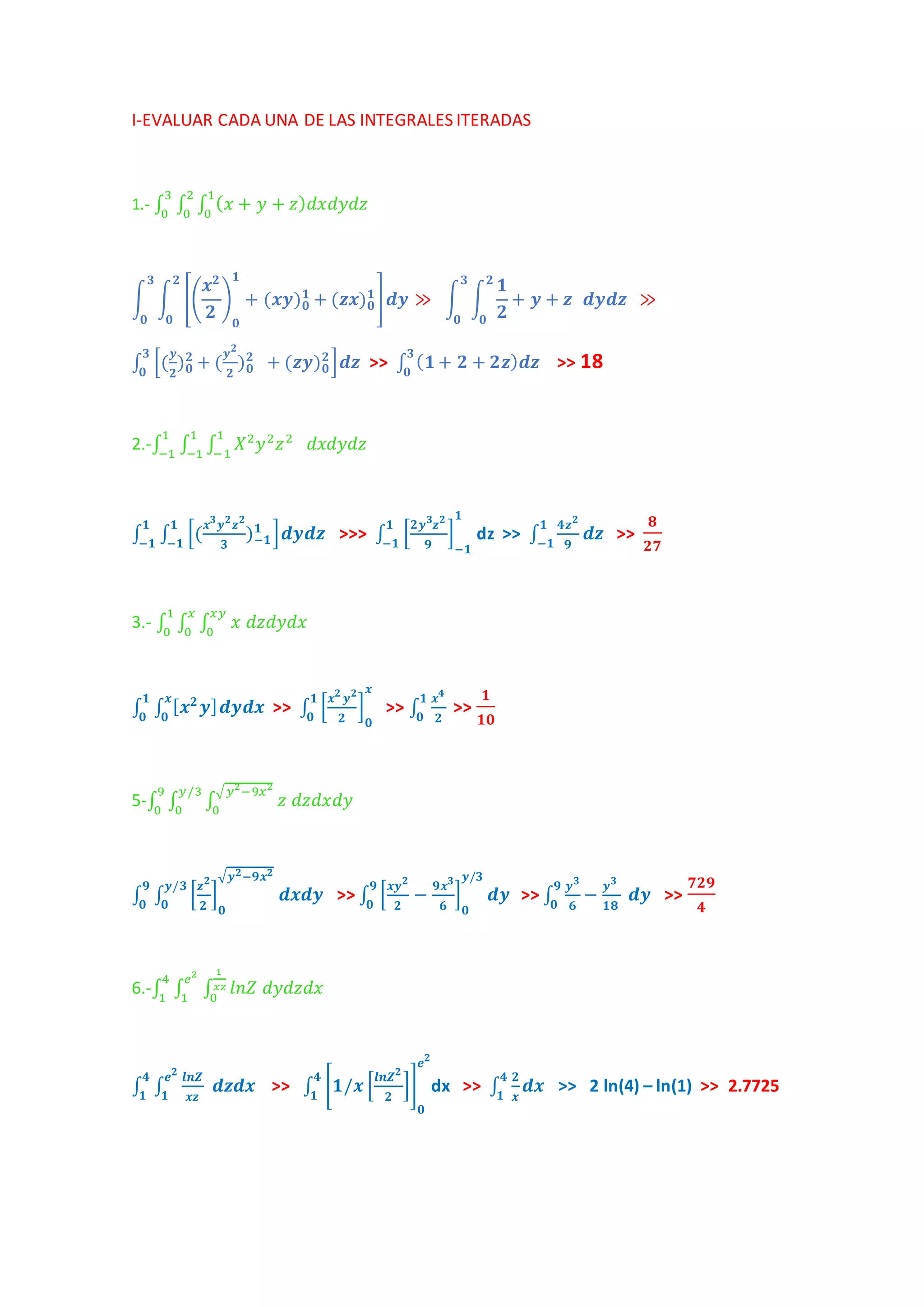 Integrales triples parte 1 | DOCX
