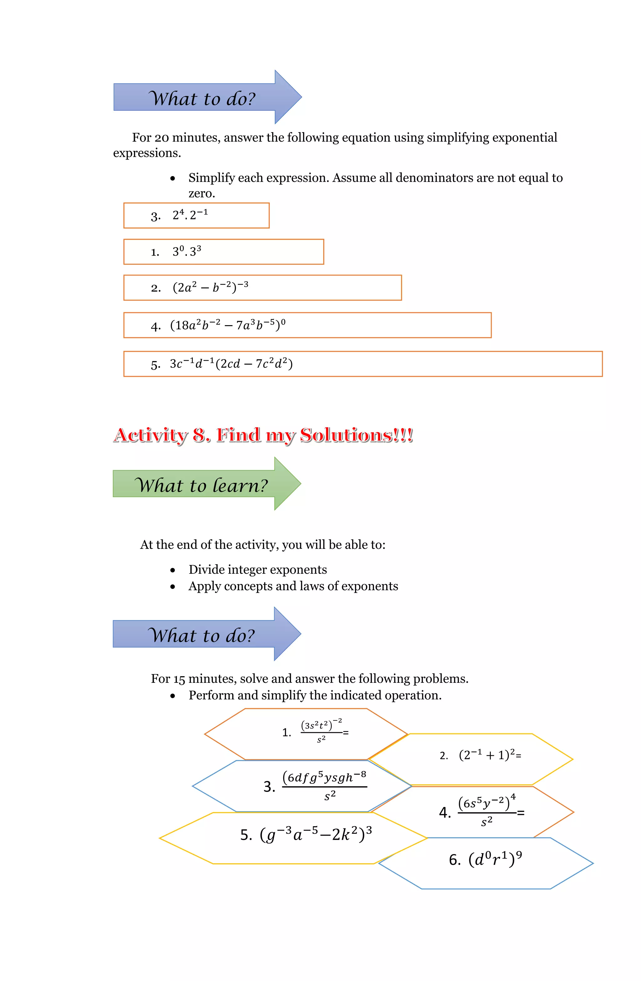 Integral exponent 1 (Instructional Material) | PDF