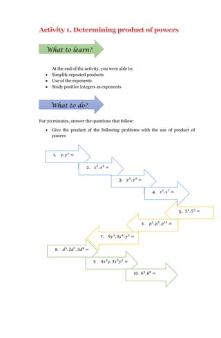 Integral exponent 1 (Instructional Material) | PDF