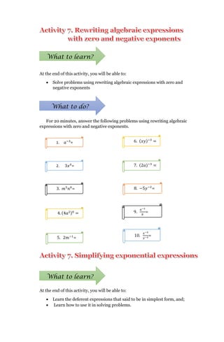 Integral exponent 1 (Instructional Material) | PDF