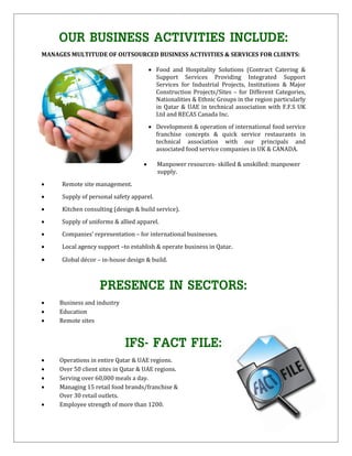 Integral Food Services W.L.L Company Profile | PDF