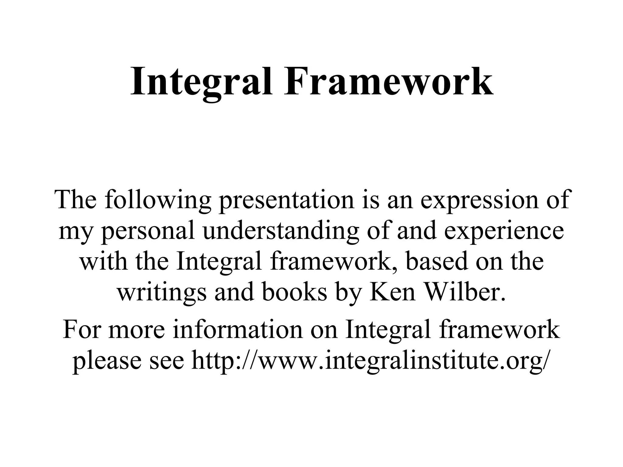 Integral Framework Application A Practical Example Pdf