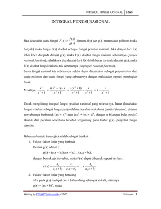 Integral fungsi rasional | PDF