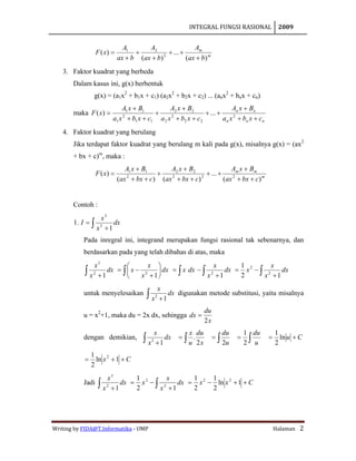 Integral fungsi rasional1 | PDF