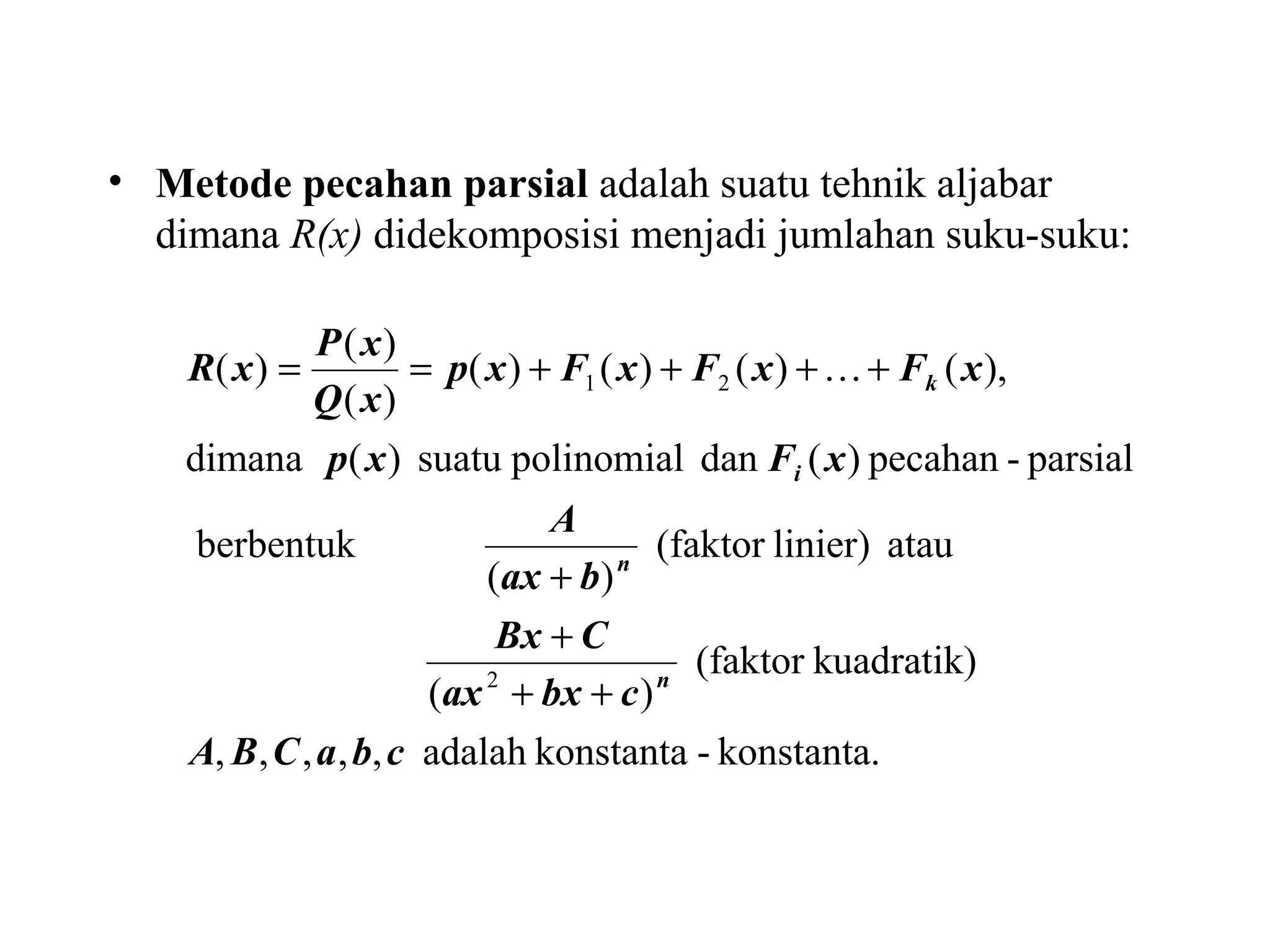 Integral fungsi rasional (2) | PPT