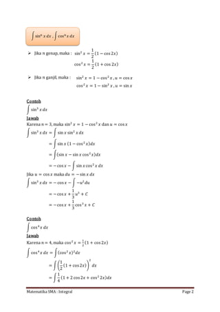 Integral Fungsi Trigonometri | DOCX