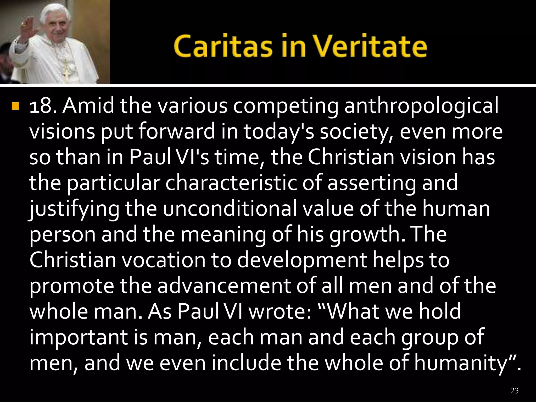 Integral Human Development Caritas In Veritate | PPTX