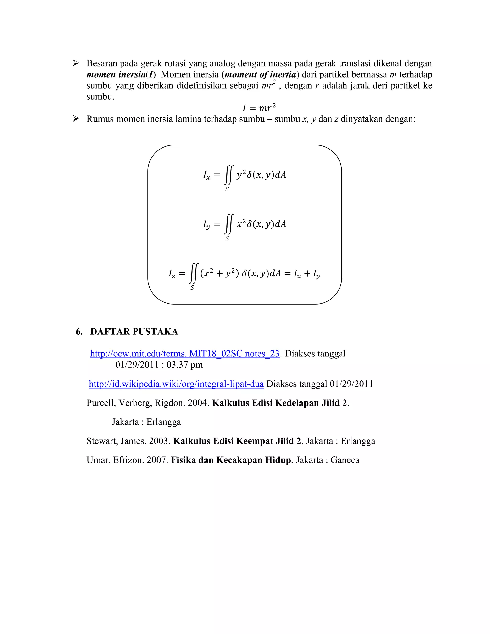 Integral lipat dua dalam koordinat cartecius | DOCX