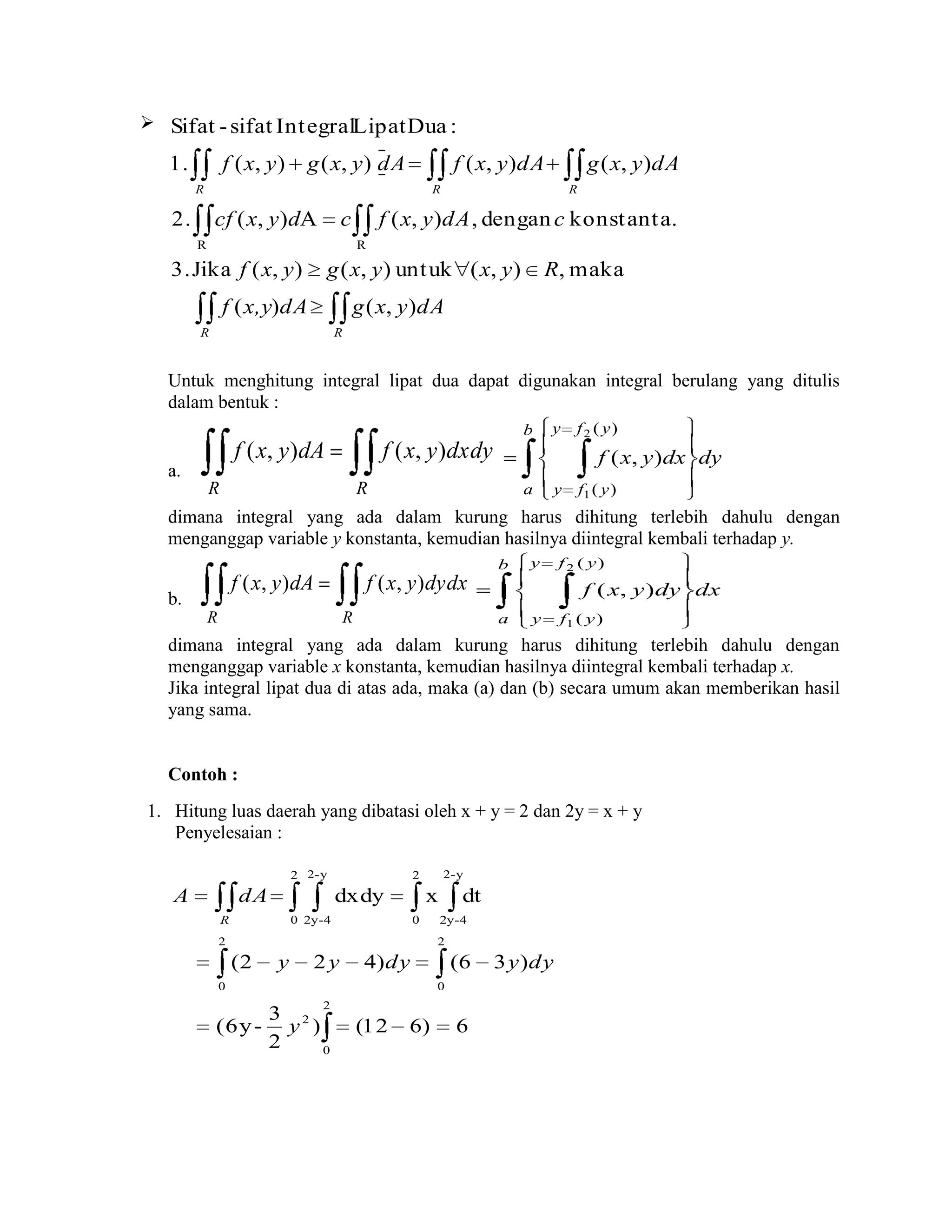 Integral lipat dua dalam koordinat cartecius | DOCX