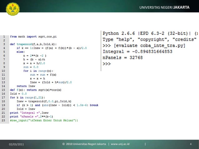 Komutasi Fisika 09 (Integral Numerik) | PPTX