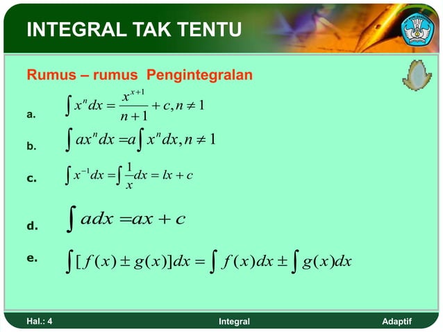 Integral tak tentu dan integral tentu.ppt