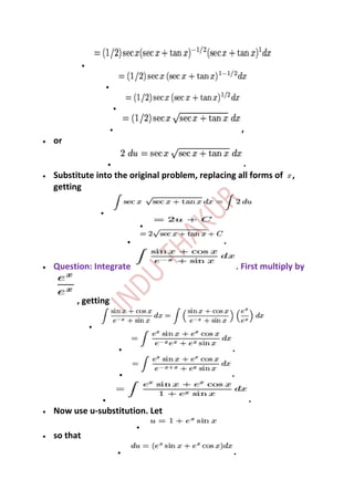 Integrals with inverse trigonometric functions | DOCX