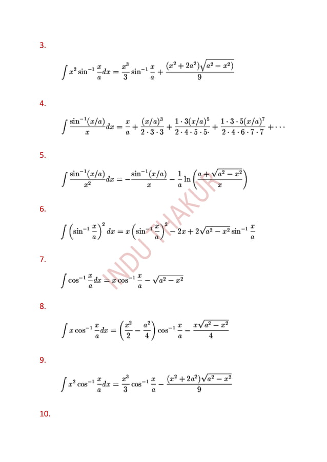 Integrals with inverse trigonometric functions | PDF