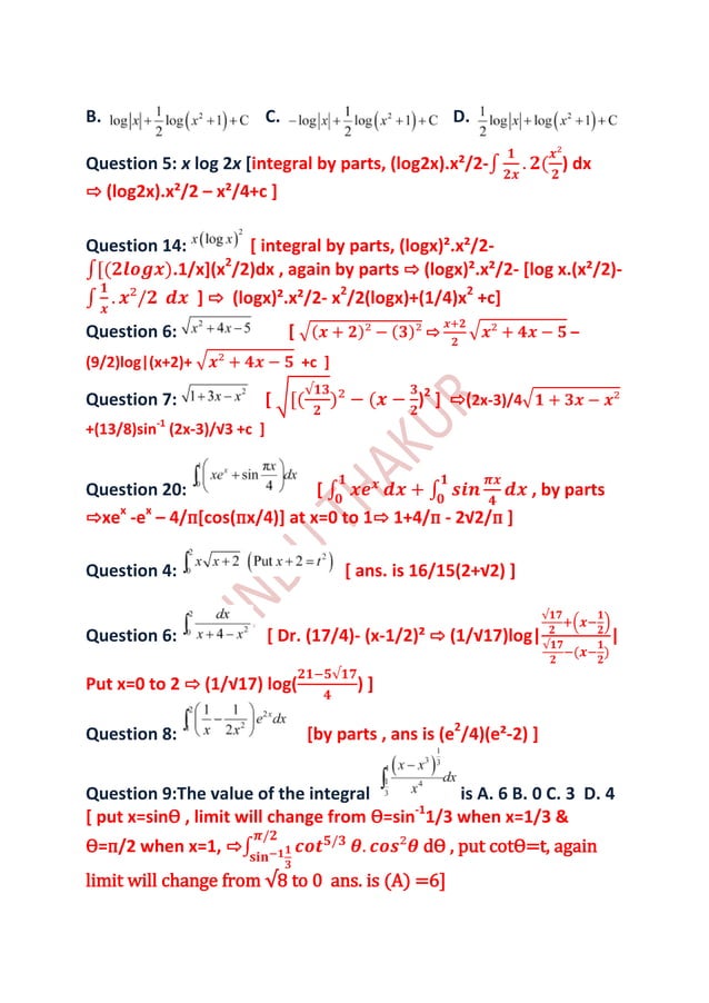 Integrals with inverse trigonometric functions | PDF
