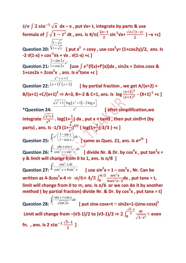 Integrals with inverse trigonometric functions | PDF