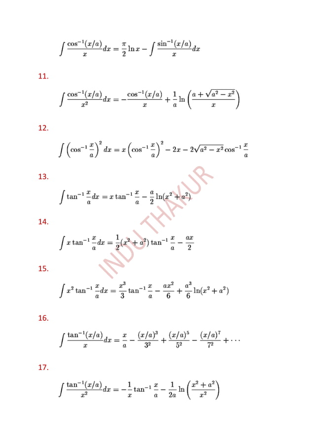 Integrals with inverse trigonometric functions | PDF