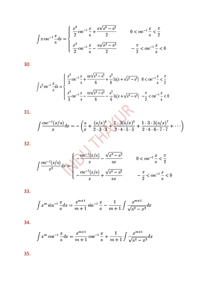 Integrals with inverse trigonometric functions | PDF