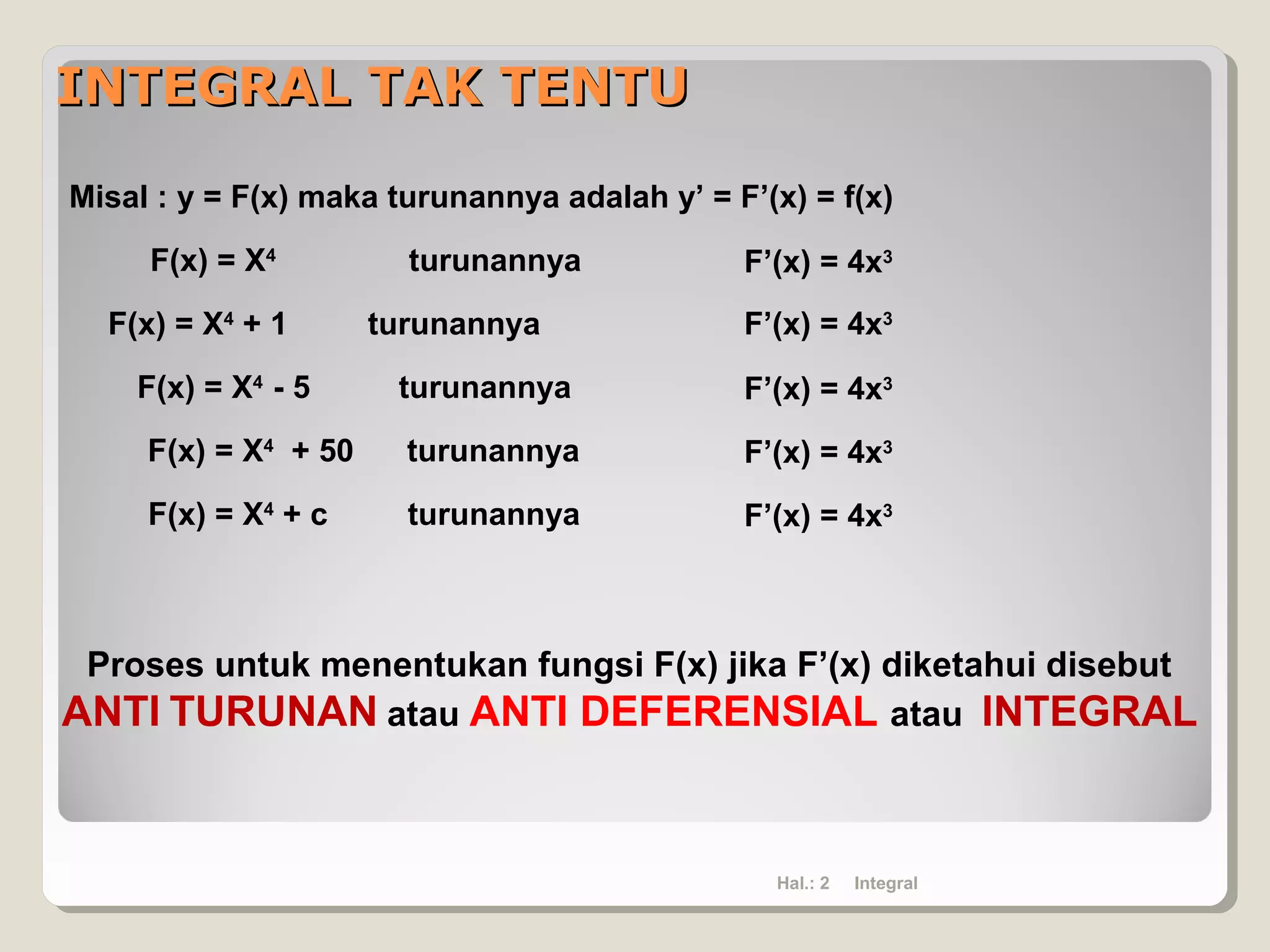 Integral Tak Tentu | PPT