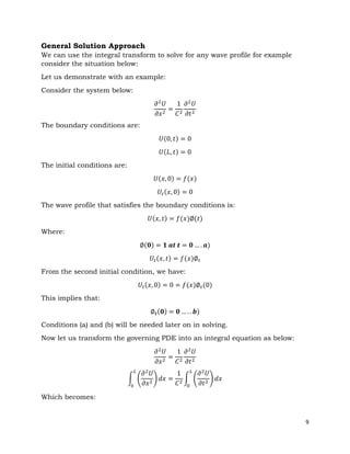 INTEGRAL TRANSFORM SOLUTION OF THE WAVE EQUATION TO SOLVE FOR ...